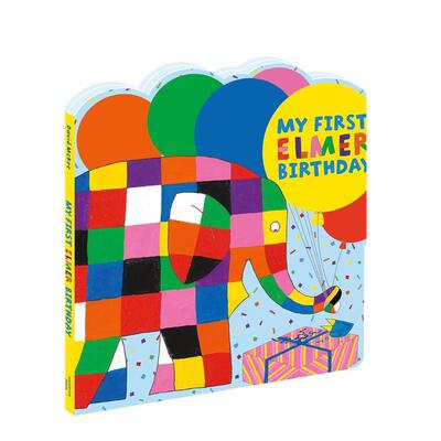 【预售】花格子大象艾玛异形纸板书英文儿童绘本IP系列进口原版外版书DavidMcKee纸板书6岁-9岁MyFirstElmerBirthdayAndersenPre