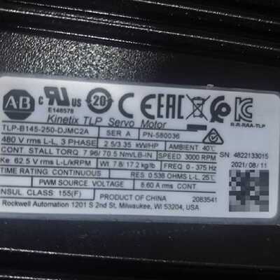 议价AB Kinetix TLP伺服电机 TLP-B145-250-DJMC2A