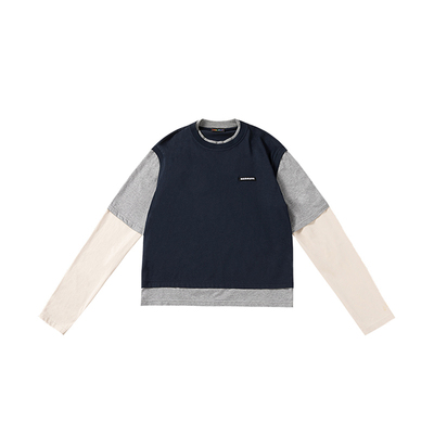 散养文化「尖子生」假三件短款长袖t恤春季内搭上衣