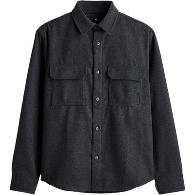HM男装夹克春季标准版型时尚外套式衬衫cleanfit翻领夹克1227148