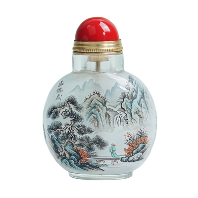 益德成仿水晶内画山水鼻烟壶
