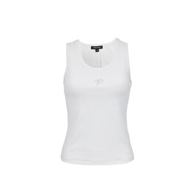 vq区绫致Vero ModaT恤2025秋冬新款含棉蕾丝拼接烫钻装饰无袖上衣