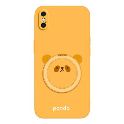 圆脸熊猫适用苹果X手机壳XSMax新款XS液态硅胶iPhonexs保护套iPhonex带支架支点壳全包iPhonexsmax防摔软外壳