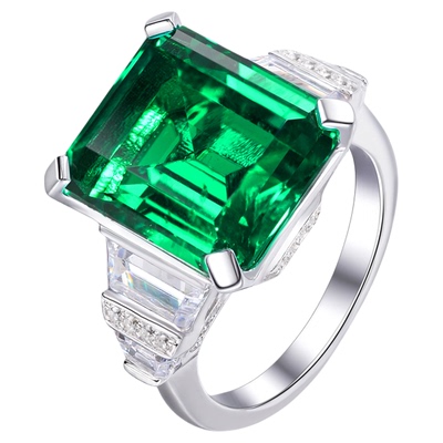 VISING【AGL国际证书】实验室培育祖母绿木佐色9ct左右戒指S925