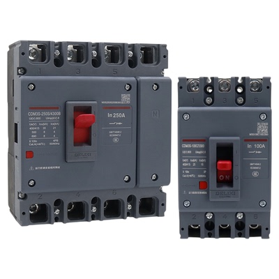德力西3P塑料200A外壳63A断路器CDM3S三相4P四线250A空100A开160A