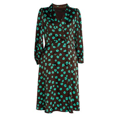 罗衣优雅印花缎面A摆西装连衣裙