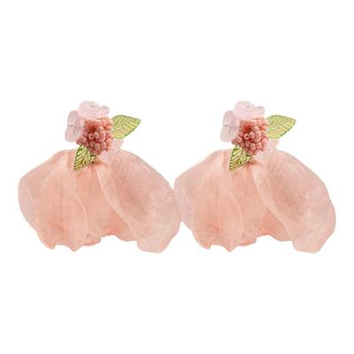 IPINK春夏轻盈肉粉色花瓣耳环