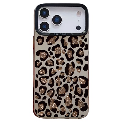 cartoon glitter leopard print case适用iphone 11 12 13 14 15 16 17 pro max XR XS MAX 7 8 PLUS
