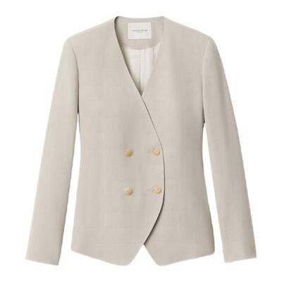 【26春夏新款】LAFAYETTE148/拉飞逸方格提花礼服呢不对称西装