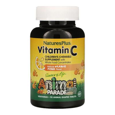 香港直发Naturesplus自然加儿童咀嚼片维生素c动物造型90片补充