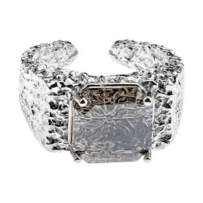 纯银岩浆面男女高级感锆石戒指