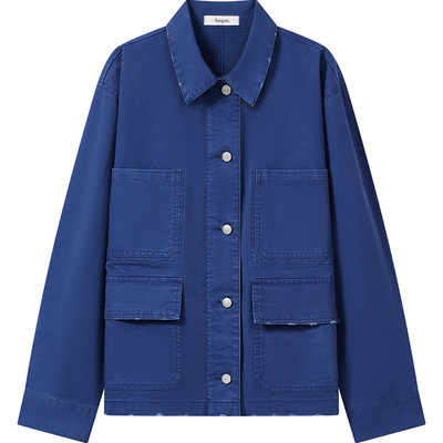 复古蓝色轻磨工装外套