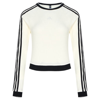adidas阿迪达斯三条纹修身版上衣秋冬女优雅内搭长袖T恤 LE7043
