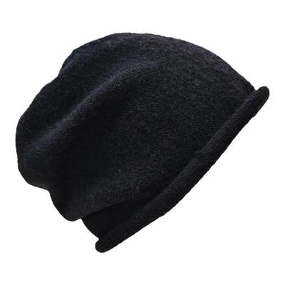 纯色卷边针织小头围护耳堆堆帽