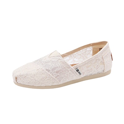 jm快乐玛丽白色平底休闲风帆布鞋