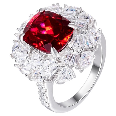 VISING珠宝【AGL国际证书】实验室培育红宝石5.7ct戒指S925银