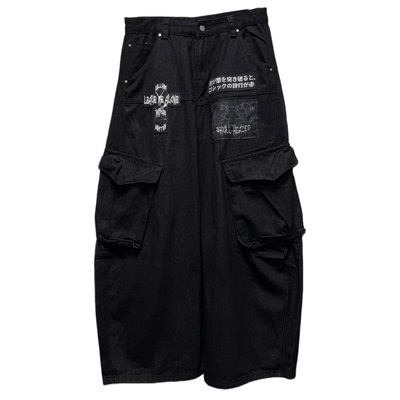 Miub美式复古贴布口袋工装牛仔裤