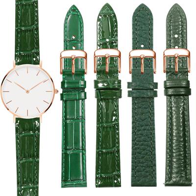 适用dw真皮表带女士小绿表
