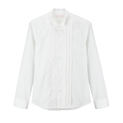 新款英伦白色免烫法式长袖衬衫