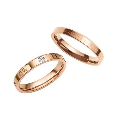 DW情侣对戒简约精致玫瑰金色婚戒