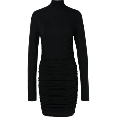 RtA 春夏女褶饰垂坠真丝迷你连衣裙小黑裙