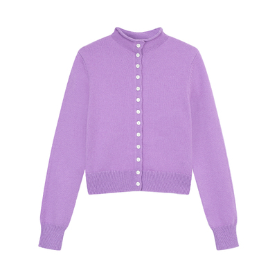 辰米范 软糯冬日 1OO羊毛小立领针织开衫女宽松休闲气质打底上衣