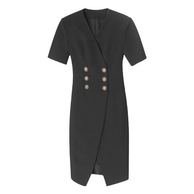 龙喜儿艳灵无袖v领西装连衣裙