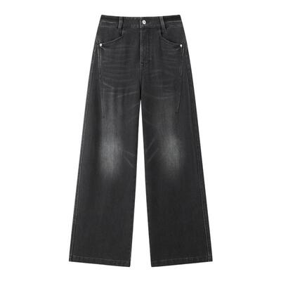 太平鸟冬季新款四面弹弯刀牛仔裤