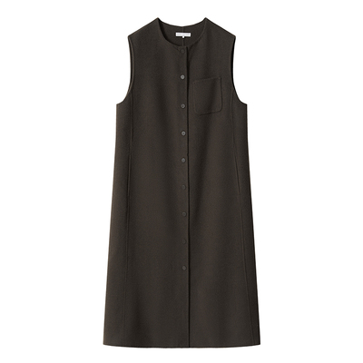 羊毛羊绒混纺无袖连衣裙商场同款