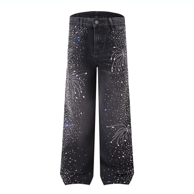 DESIGNSECRETS 25FW巴黎高端重磅设计感牛仔裤男满天星烫钻休闲裤