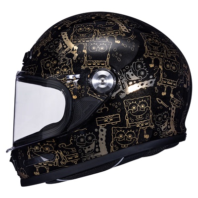 rymic复古摩托车全盔男女海绵宝