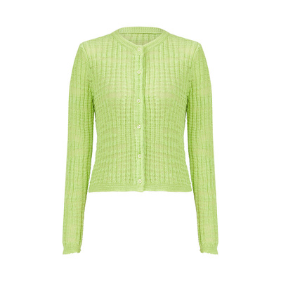 iammix27竖坑条圆领针织开衫