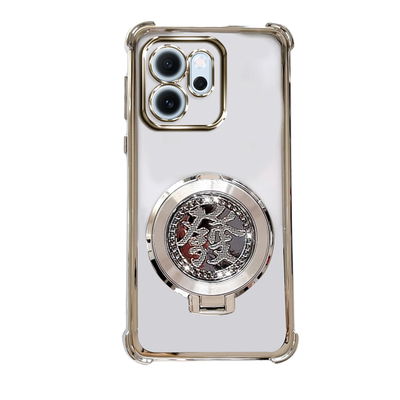 OPPOReno14F 国外版手机壳 reno14f 海外版发财支架四角防摔气囊高级感电镀好运发财壳全包镜头壳