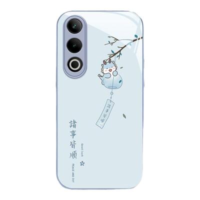 适用oppok12手机壳新款oppok12x防摔k13turbopro可爱k15pro+女网红诸事皆顺金属漆玻璃高级感镜头全包外壳