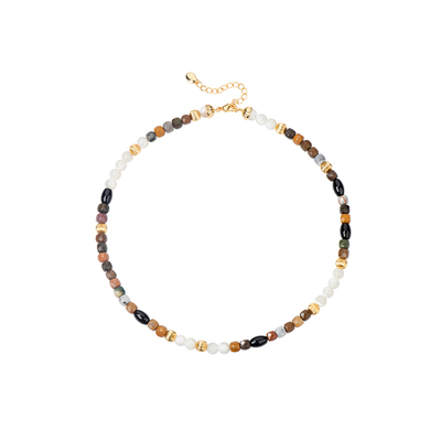 Neverfar Essential·秋冬系列虎眼石岩纹串珠项链女款新款高级感