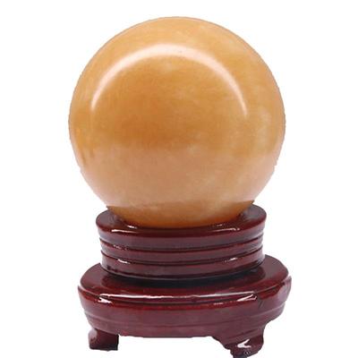 天然黄玉风水球招财摆件