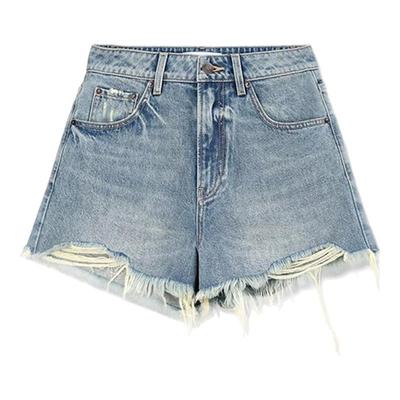 concise-white/简白25SS系列新品女士通勤毛边牛仔短裤  301257