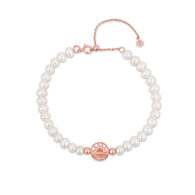 少女显白神器日落纯银珍珠手链