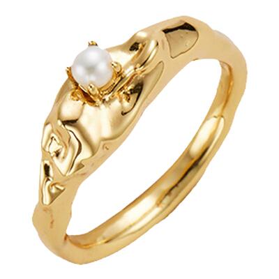 Unfolds浮舟天然珍珠戒指小众设计欧美轻奢复古气质指环女