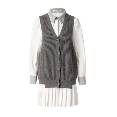 学院风马甲衬衫裙短裙两件套