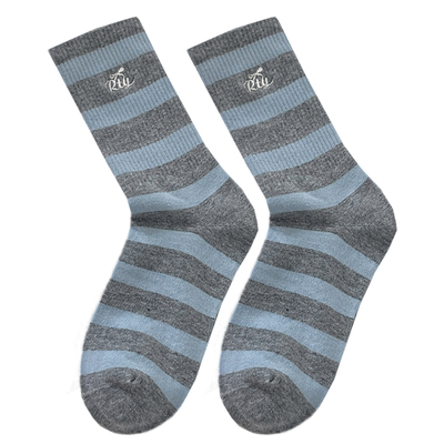 字母条纹卡通小熊蓝灰色中筒袜