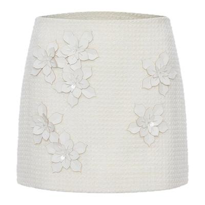 ROCHAROMMA 2025秋季新款手工珠片皮花粗花呢半裙时尚百搭包臀裙