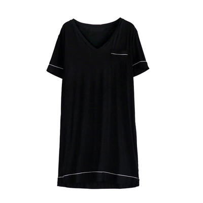 莫代尔凉感v领睡裙中长款高弹力