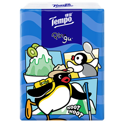 【ULINK】Tempo得宝Pingu联名手帕纸4层加厚对半撕印花7张1包