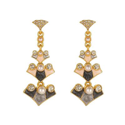 Joseph Warner中古耳饰小众轻奢铜合金锆石耳钉复古少女珍珠耳环