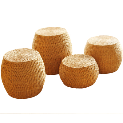 藤编坐墩蒲草鼓凳手工编织