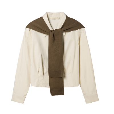 VIEA.ING薇迎商场同款学院风衬衫女2026春季新款衬衣针织披肩上衣