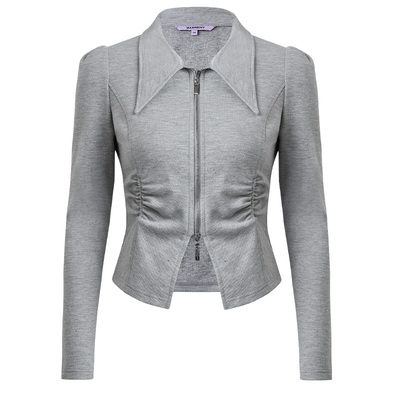 MAXRIENY极简主义穿搭翻领修身衬衫女25秋款长袖拉链衫polo衫