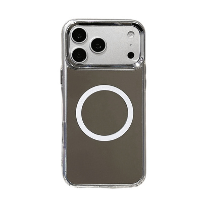 镜面黑白磁吸无线充电适用于谷歌GooglePixel10手机壳9A高级感Pixel5XL简约8pro补妆镜子6A防摔7A电镀镜框4女