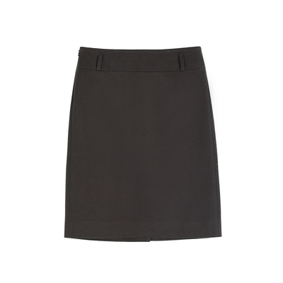 pusumede 温莎往事 复古高腰直筒A字半身裙女后开叉设计毛呢短裙